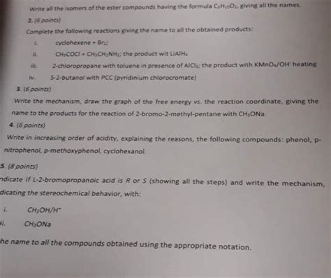 Solved Write All The Isomers Of The Ester Compounds Having Chegg