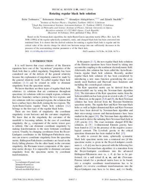 Pdf Rotating Regular Black Hole Solution