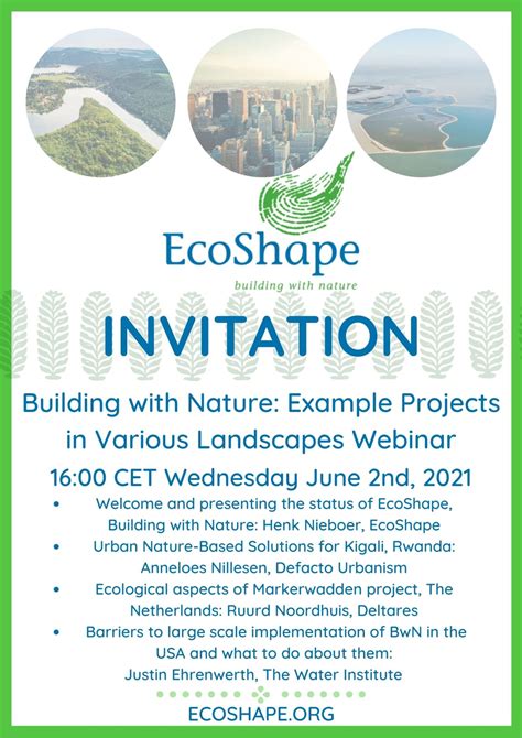 Building With Nature Example Projects In Various Landscapes Webinar