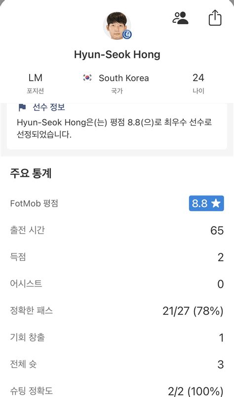Fotmob 오늘경기 Mom 홍현석 스탯 유머움짤이슈 에펨코리아