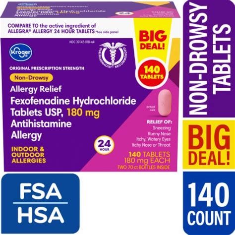 Kroger® Allergy Relief Non Drowsy Tablets Fexofenadine Hcl Big Deal