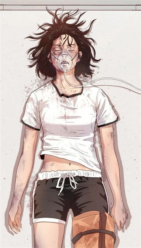 A Drawing Of A Woman With An Oxygen Tube In Her Mouth And Some Hair Blowing