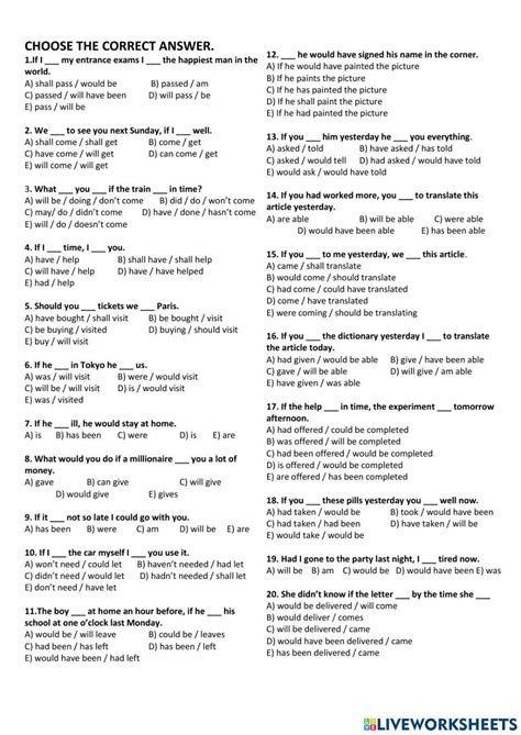 If Clause Test 1 Worksheet Live Worksheets