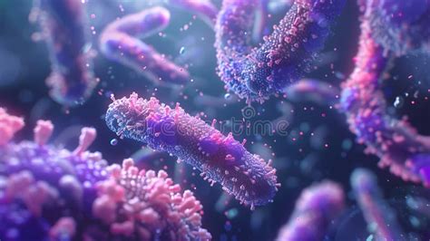 Close Up Of Vibrant Colorful Bacteria Magnified Under A Microscope