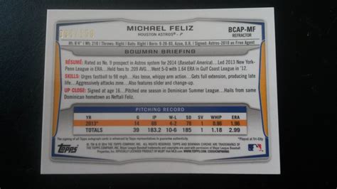 Bowman Chrome Prospect Autographs Blue Refractor Card BCAP MF Mint On EBid United