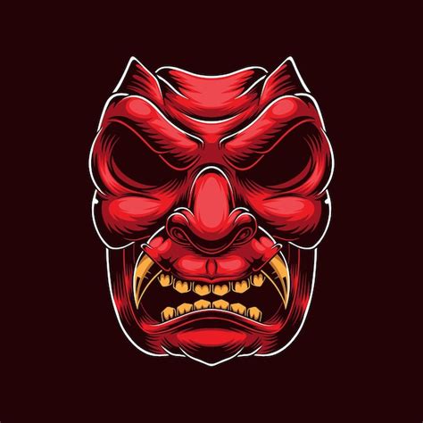 Logo Vectoriel Masque Oni Japonais Vecteur Premium