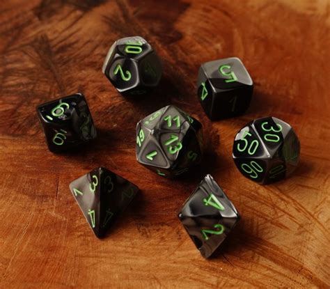 Chessex Gemini Black Greygreen Polyset Dungeons And Dice