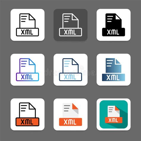 Set Xml Document Format File Icons Which Is Suitable For Website Applications And Interfaces