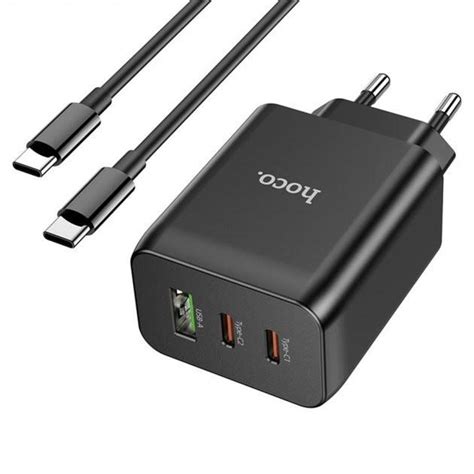 ᐉ Сетевое зарядное устройство Hoco N18 1USB/2USB-C с кабелем Type-C ...