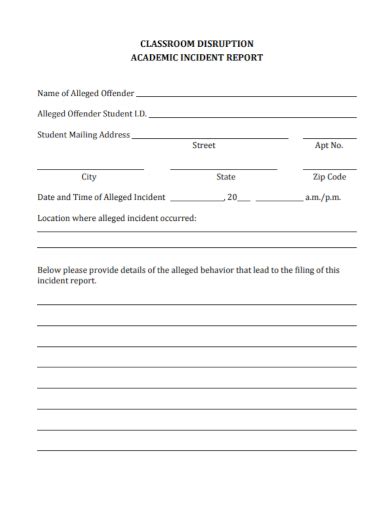 Free 10 Classroom Incident Report Samples In Pdf Doc