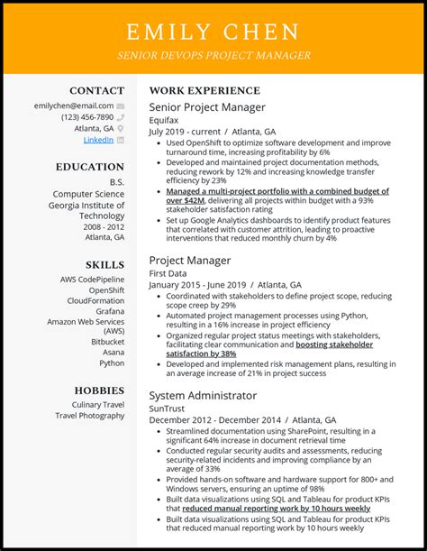 3 Senior DevOps Project Manager Resume Examples In 2025