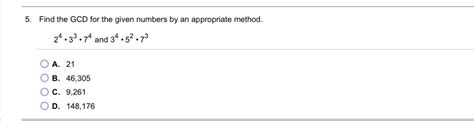 Answered 5 Find The Gcd For The Given Numbers Bartleby