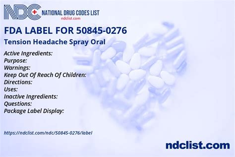 Fda Label For Tension Headache Spray Oral Indications Usage