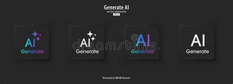 Set Of Generative Ai Black Button Artificial Intelligence And Machine Learning Technology