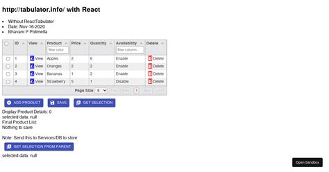 Tabulator Tables Examples Codesandbox