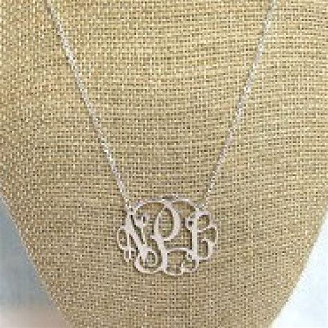 Sterling Silver Initial Necklace Monogram Necklace Silver Monogram