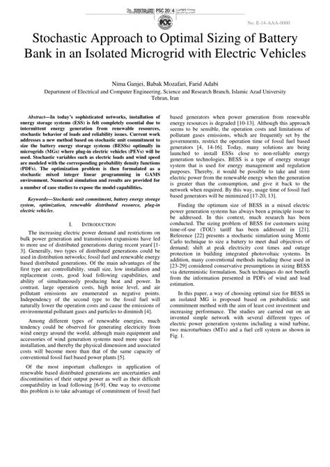 Pdf Stochastic Approach To Optimal Sizing Of Battery Bank In An Isolated Microgrid With
