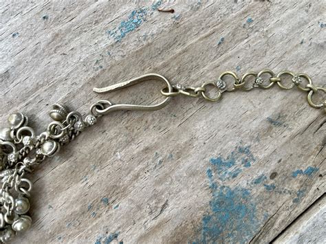 Vintage Silver Tone Tribal Bib Necklace Chainmail W Small Bells Gypsy