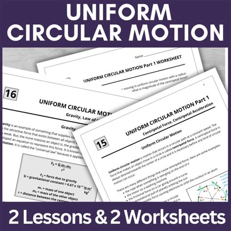 Uniform Circular Motion Lessons And Worksheets For Physics By Hotchkiss
