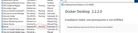 Installation Fails The Server Service Is Not Started Issue Docker For Win GitHub