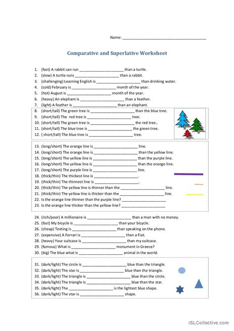 Degrees Of Comparison Worksheets