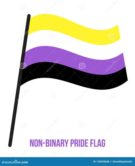 Non Binary Pride Flag Waving Vector Illustration Designed With Correct