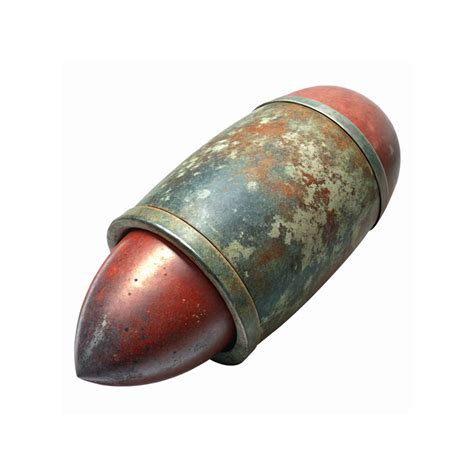 Rusty Metallic Bullet Shaped Object With Oxidized Surface And Red