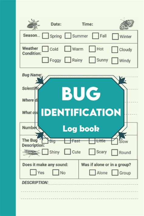 Bug Identification Log Book Ideal T For Entomologists Bug Lovers