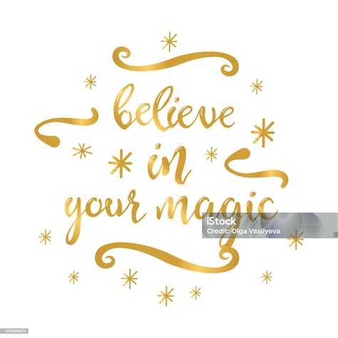 황금 문구는 눈송이와 마법을 믿고 흰색 배경에 고립 번성 벡터 비문 겨울에 대한 스톡 벡터 아트 및 기타 이미지 겨울 계절 공휴일 Istock