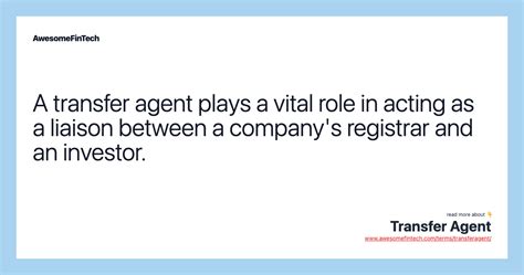 Transfer Agent Awesomefintech Blog