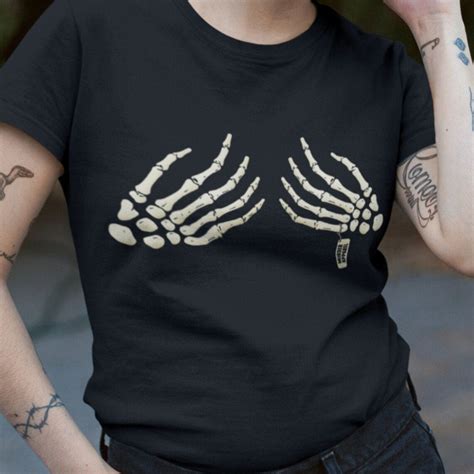 Skeleton Boobs Gothic Halloween T Shirt Etsy