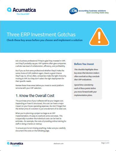 Three Erp Investment Gotchas White Paper • Abs Bean