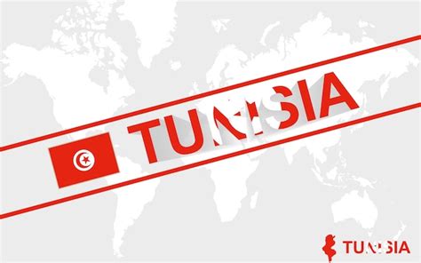Premium Vector Tunisia Map Flag And Text Illustration