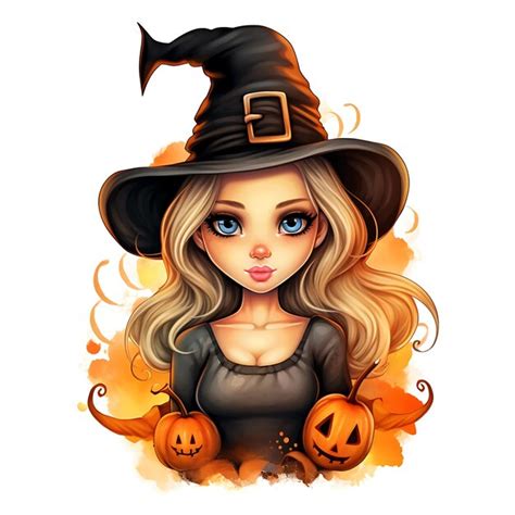 Premium Ai Image Happy Halloween Cute Kawaii Witch Pumpkin Cartoon