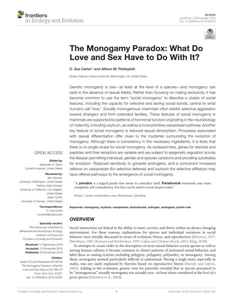 Pdf The Monogamy Paradox What Do Love And Sex Have To Do With It