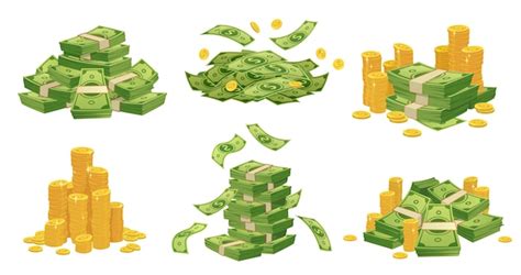 Argent De Dessin Animé Et Pièces De Monnaie Vecteur Premium