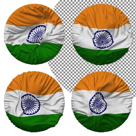 Premium Psd India Flag Round Shape Isolated Different Waving Style