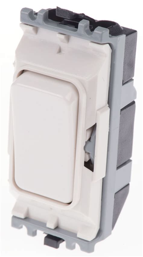 K4892 WHI MK Electric MK Electric 2 Way White Rocker Switch Grid Module 20A Grid Plus Series