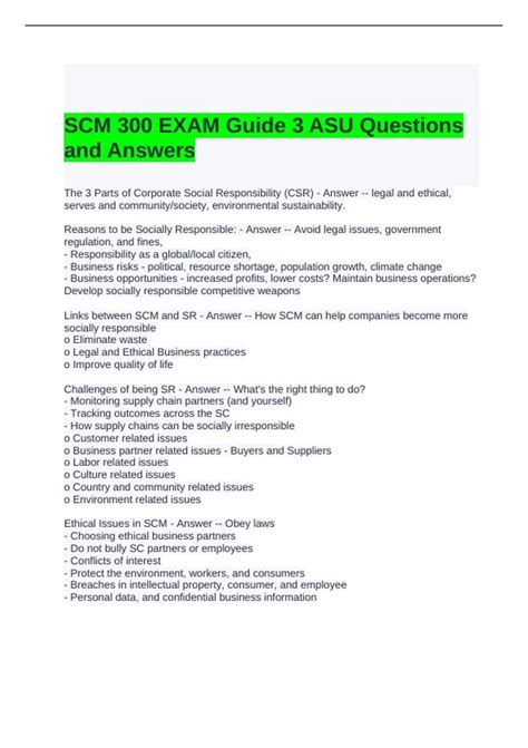 SCM 300 EXAM Guide 3 ASU Questions And Answers SCM 300 Stuvia US