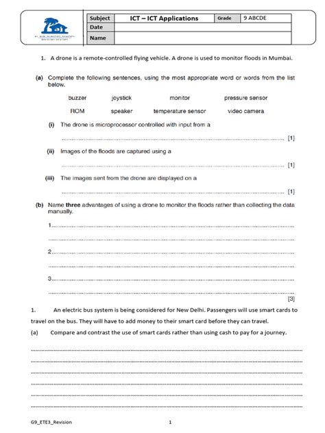 Ete3 Ict Application Revision With Answer Key Pdf Spreadsheet Computing