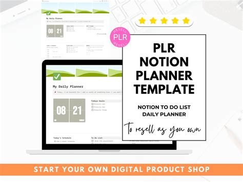 Notion Daily Planner Template PLR That Girl Digital Planner Life Planner To Do List PLR