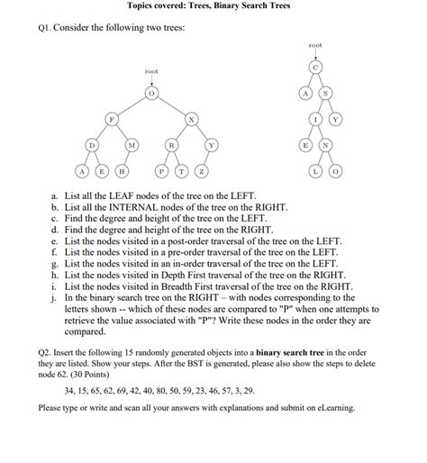Solved Q Consider The Following Two Trees A List All The Chegg