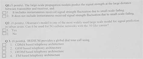 Solved 015 Points The Large Scale Propagation Models