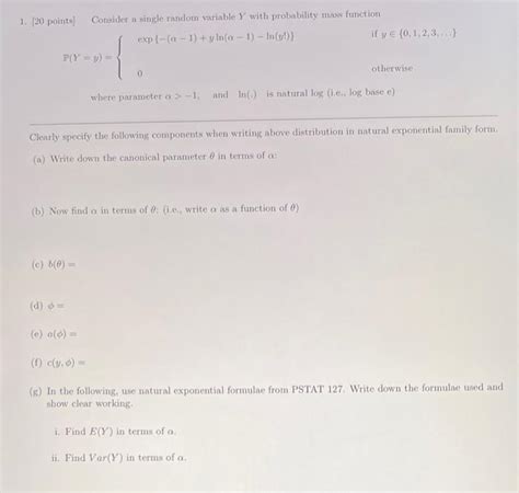 Solved 1 20 Points Consider A Single Random Variable Y