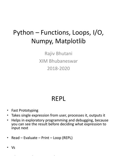 Python Functions Loops Io Numpy And Matplotlib Pdf Matrix