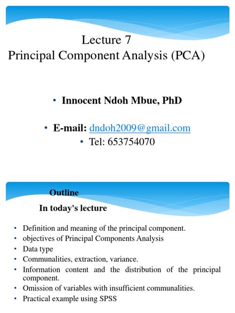 Lecture 6 Pca Lecturefin Pdf Principal Component Analysis