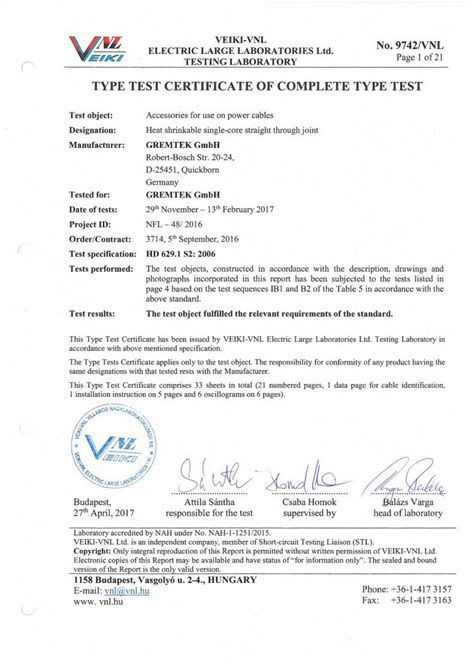 Pdf Type Test Certificate Of Complete Type Test Dokumentips