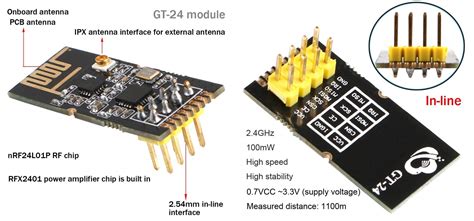 Mạch thu phát RF 2 4GHz NRF24L01 PA LNA GT 24 Hshop vn