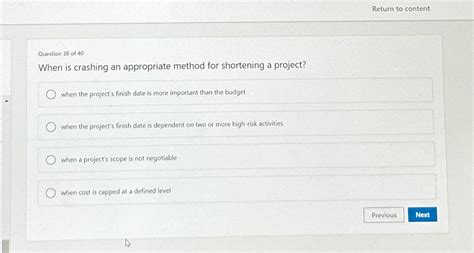 Solved Return To Contentquestion 38 ﻿of 40when Is Crashing