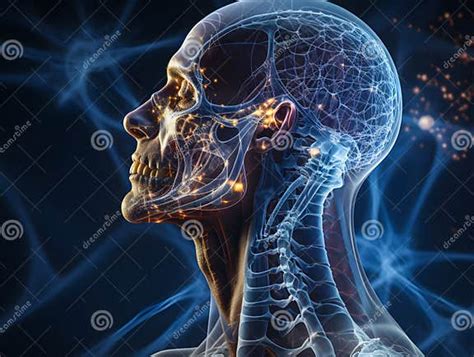 Neural Network In The Human Skull Scientific Concepts Illustration Of